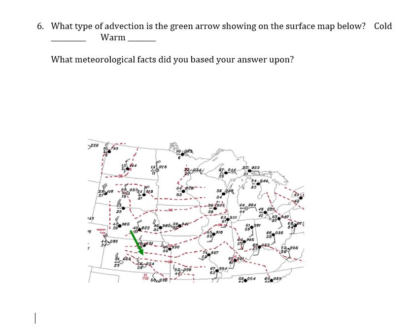 Solved 6. What type of advection is the green arrow showing | Chegg.com