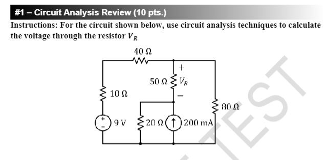 Solved Instructions: For the circuit shown below, use | Chegg.com