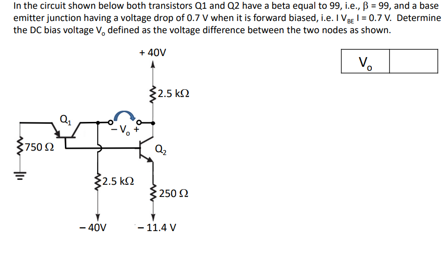 Solved In the circuit shown below both transistors Q1 and Q2 | Chegg.com