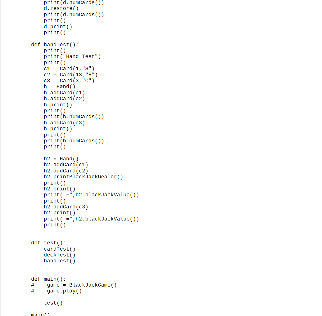 Solved Write the methods for three classes (Card, Deck, and | Chegg.com