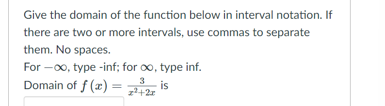Solved Give the domain of the function below in interval | Chegg.com