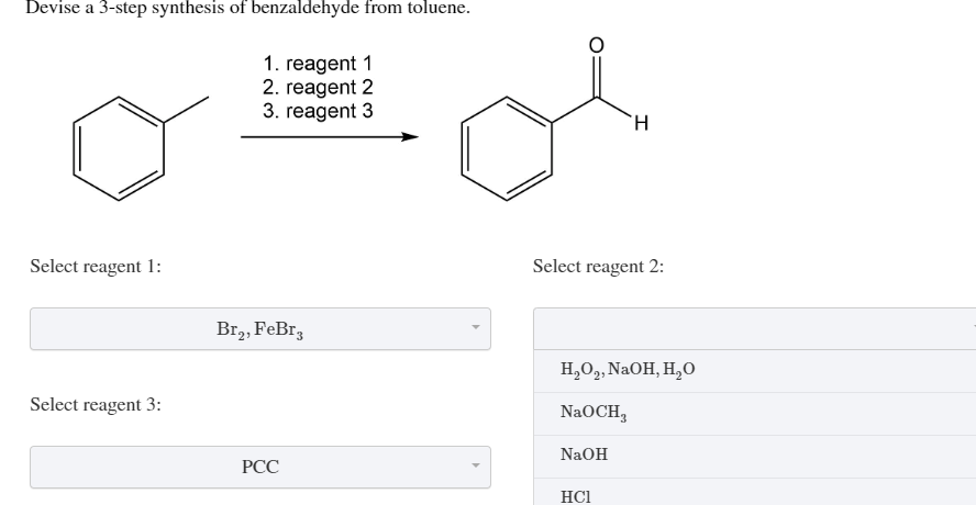 Solved Devise a 3-step synthesis of benzaldehyde from | Chegg.com