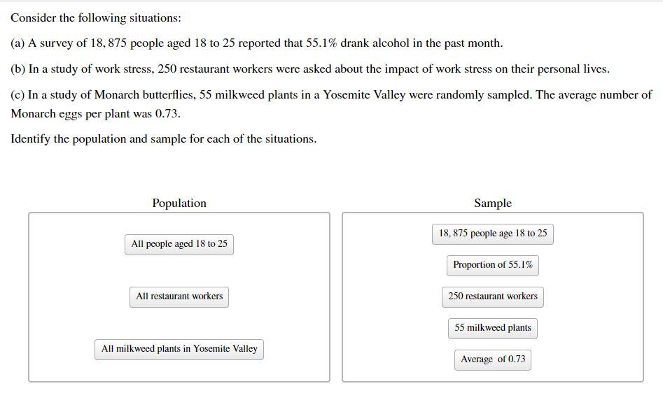 Solved Consider the following situations: (a) A survey of | Chegg.com
