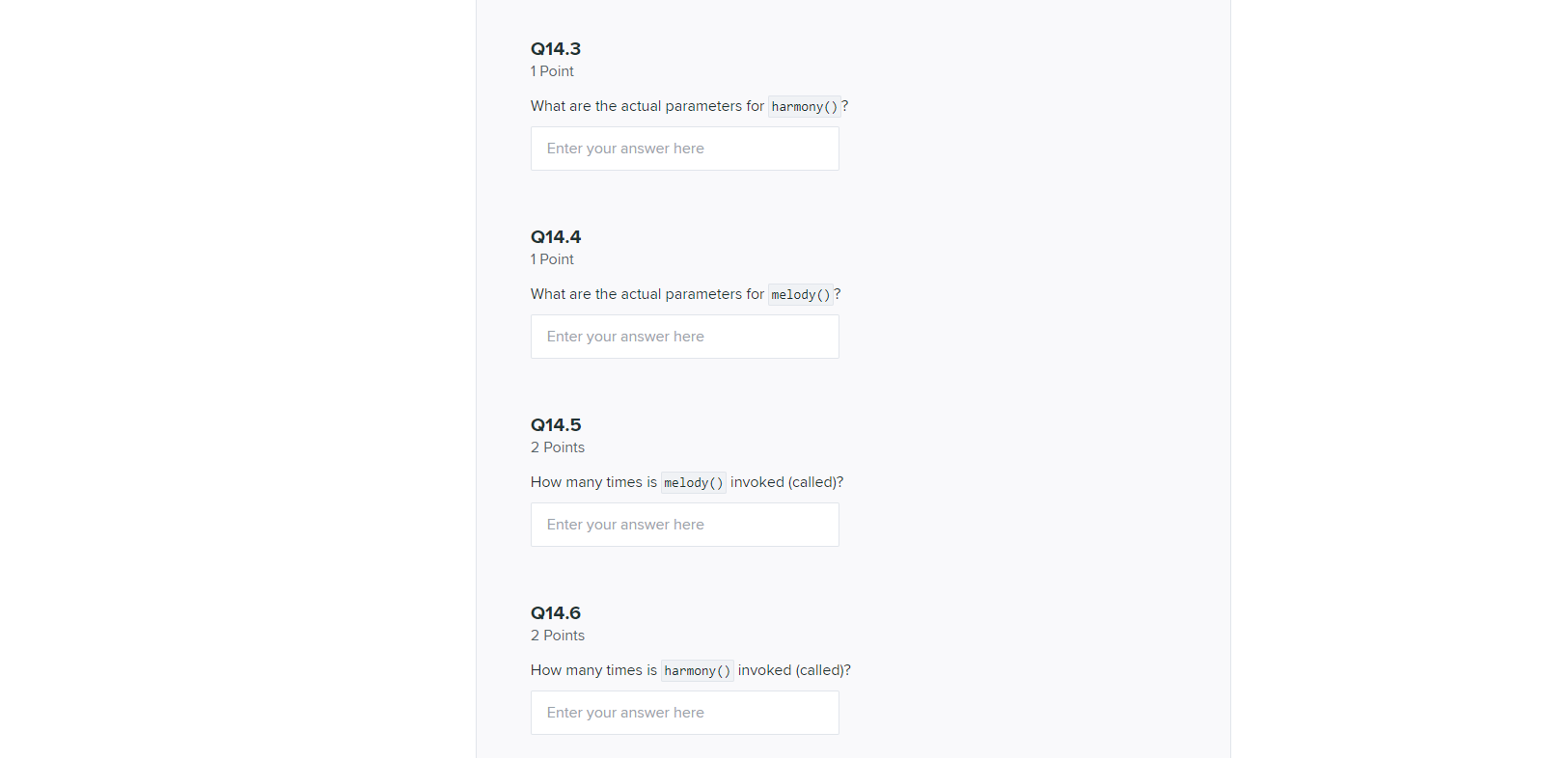 Solved Q14 Function Calls 8 Points Given the following code: | Chegg.com