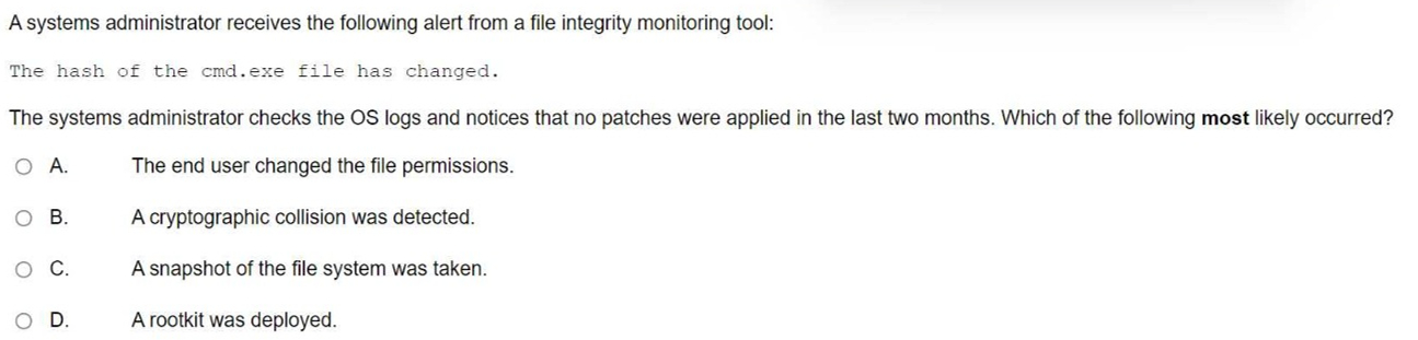 Solved A systems administrator receives the following alert | Chegg.com