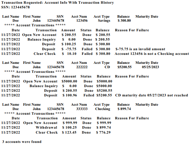 Solved Bank Accounts: Using ArrayLists 1. A Bank class | Chegg.com