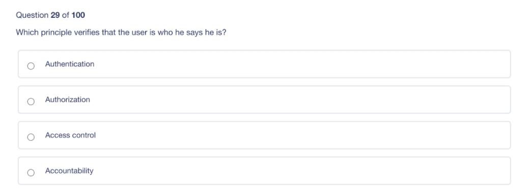 Solved Question 29 of 100 Which principle verifies that the | Chegg.com