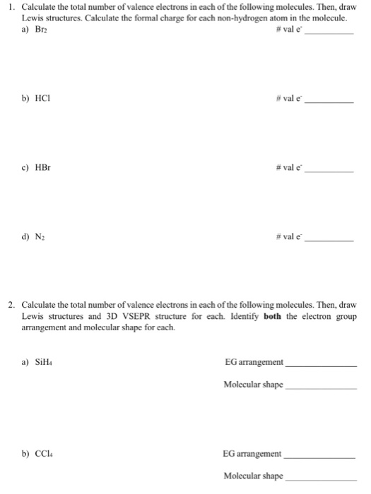 Solved Calculate The Total Number Of Valence Electrons In