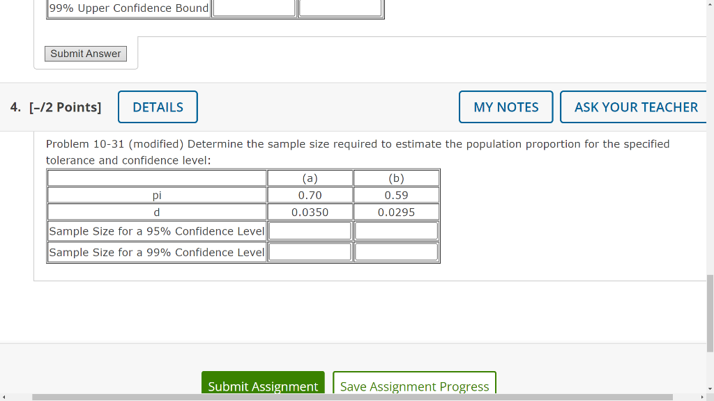 Solved 99% Upper Confidence Bound Submit Answer 4. [-12 | Chegg.com