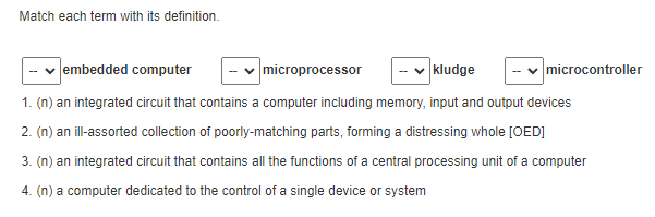 Solved Match each term with its definition. embedded | Chegg.com