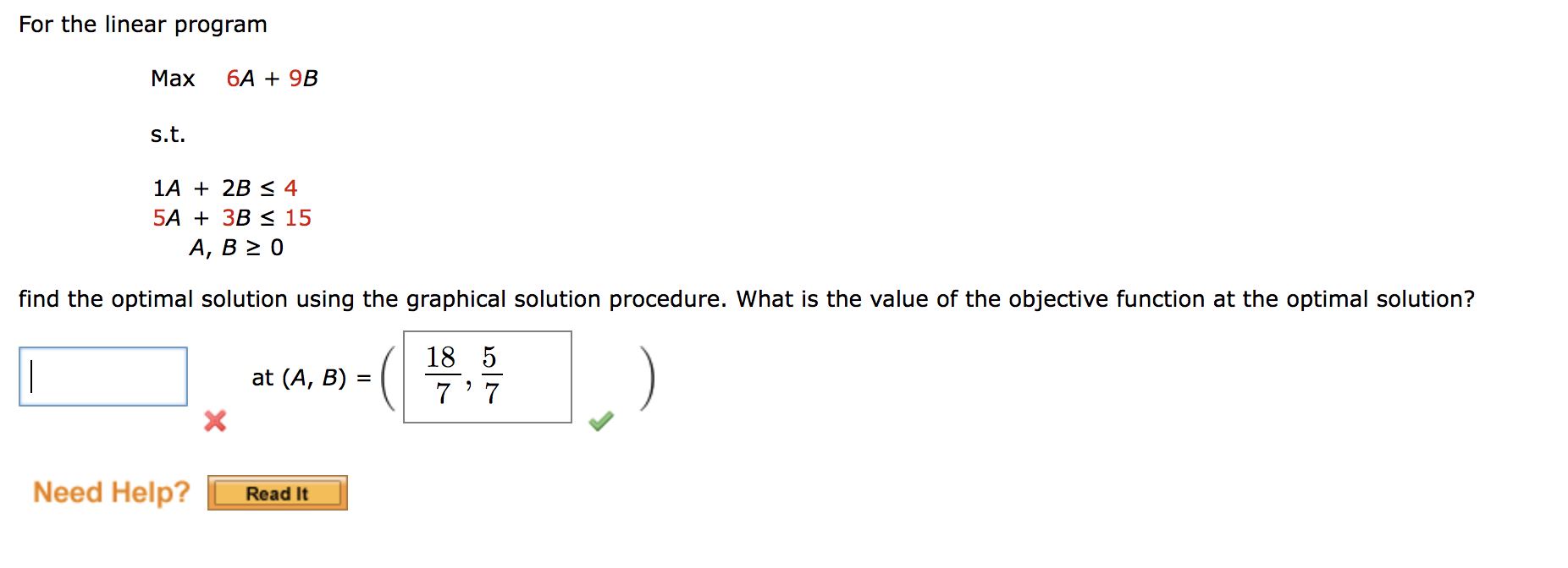 Solved For the linear program Max6A+9B s.t. | Chegg.com