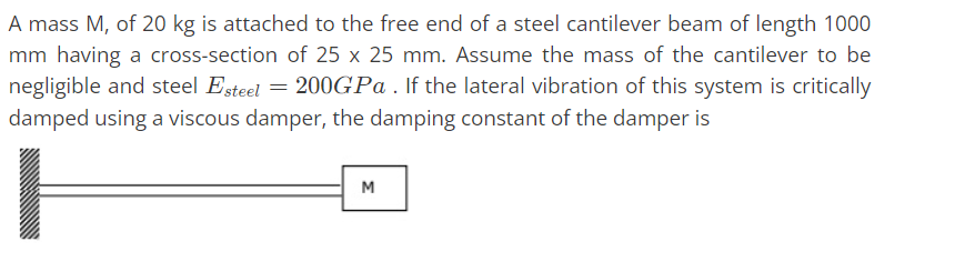 Solved A mass M, of 20 kg is attached to the free end of a | Chegg.com