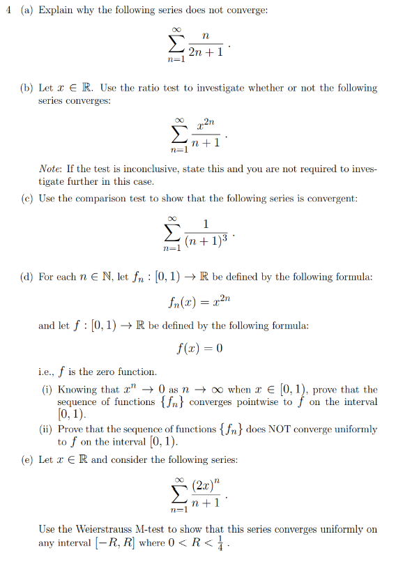 Solved 4 (a) Explain why the following series does not | Chegg.com