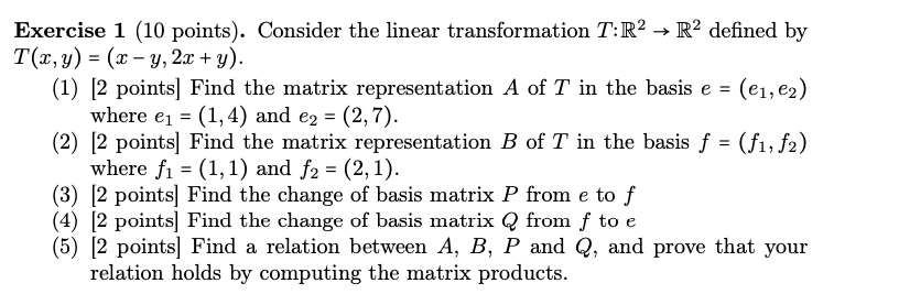 Solved Exercise 1 10 Points Consider The Linear 