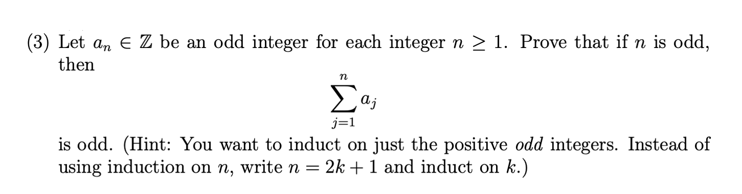Solved (3) Let an E Z be an odd integer for each integer n > | Chegg.com