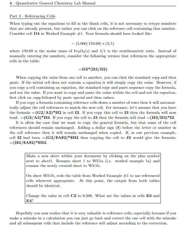 LAB 1 USING EXCEL FOR ANALYZING CHEMISTRY DATA | Chegg.com