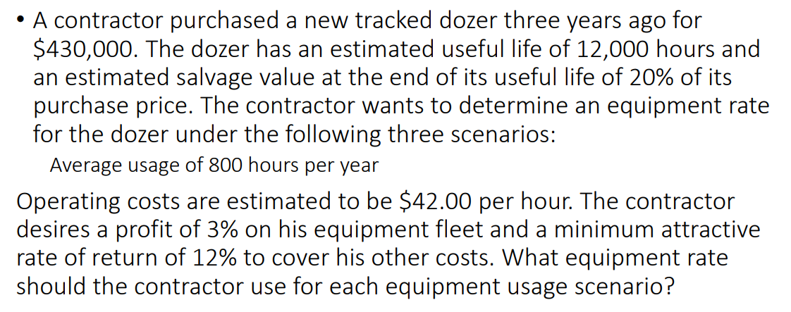 Solved - A contractor purchased a new tracked dozer three | Chegg.com