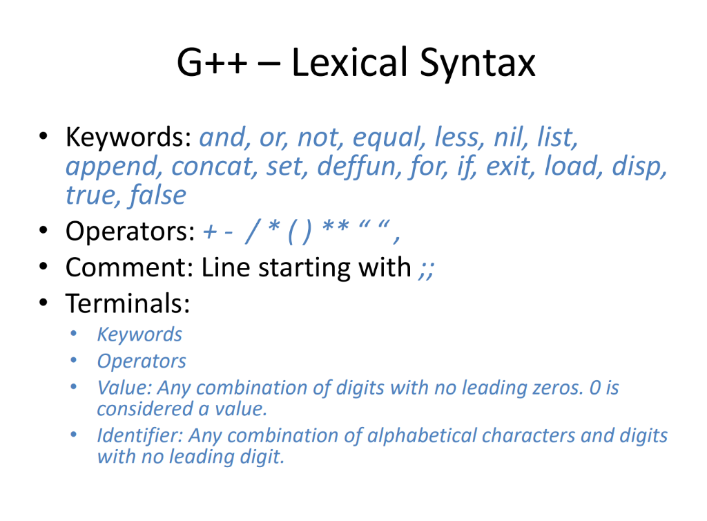 G++ Language Syntax Analyzer: It is asked to | Chegg.com