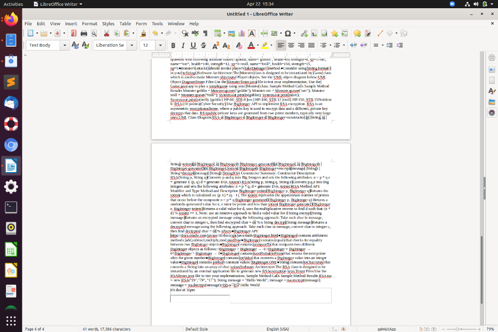 Activities LibreOffice Writer - Apr 22 15:33 . i . | Chegg.com