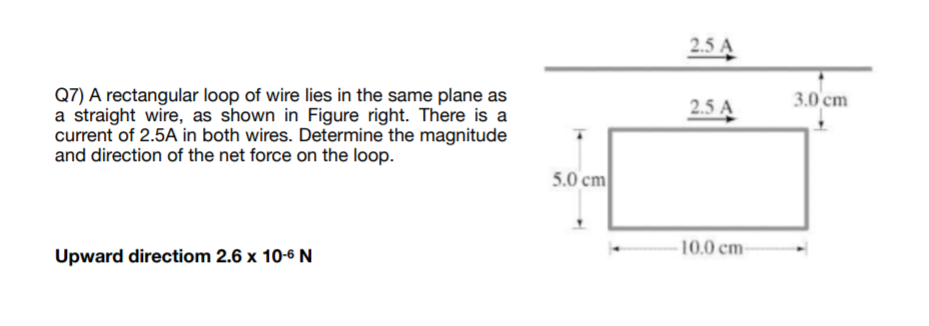 Solved 2.5 A Q7) A rectangular loop of wire lies in the same | Chegg.com