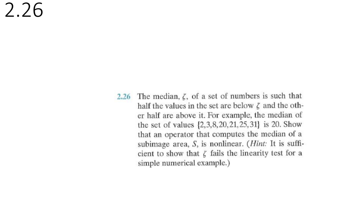 Solved 2.26 2.26 The median, Š, of a set of numbers is such | Chegg.com