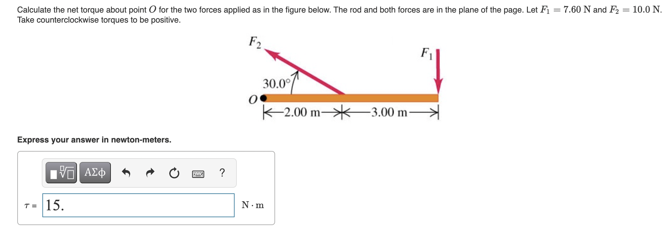 Solved Calculate the net torque about point o for the two | Chegg.com