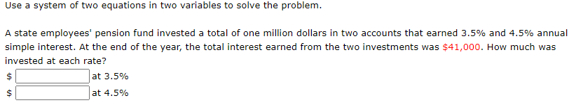 Solved Use two equations in two variables to solve the | Chegg.com