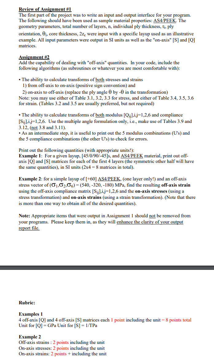 Solved Review of Assignment \#1 The first part of the | Chegg.com