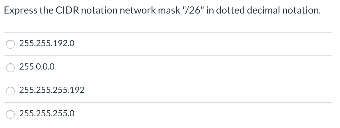 Solved Express the CIDR notation network mask "/24" in | Chegg.com