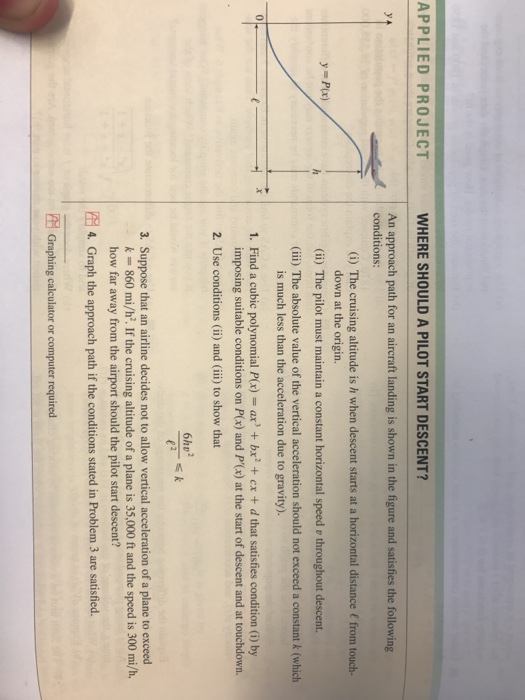 APPLIED PROJECT WHERE SHOULD A PILOT START DESCENT? | Chegg.com