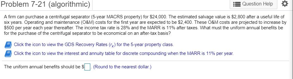 Solved Problem 7-21 (algorithmic) Question Help A firm can | Chegg.com