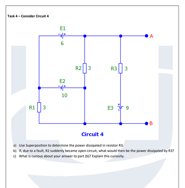 Solved Circuit 4 a) Use Superposition to determine the power | Chegg.com