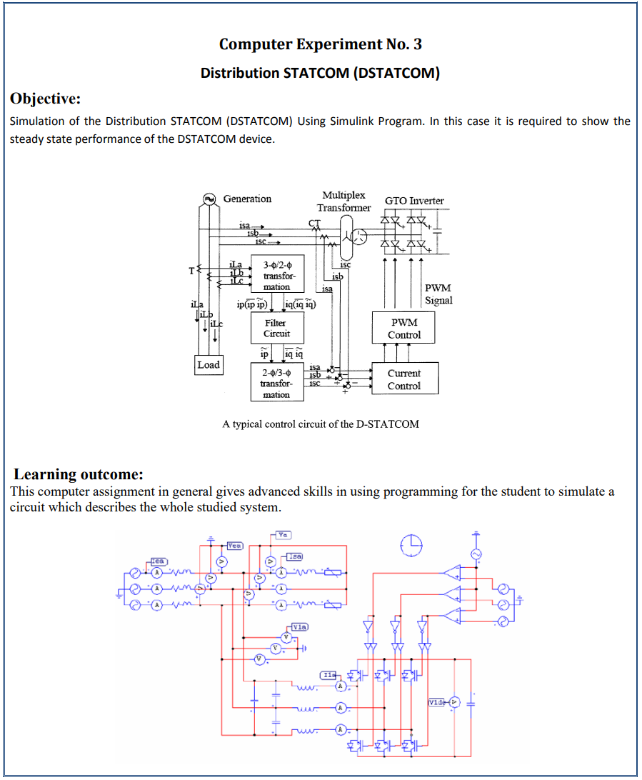 Solved Computer Experiment No 3 Distribution Statcom 0786