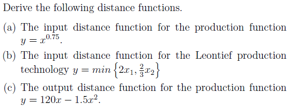 Derive the following distance functions. (a) The | Chegg.com