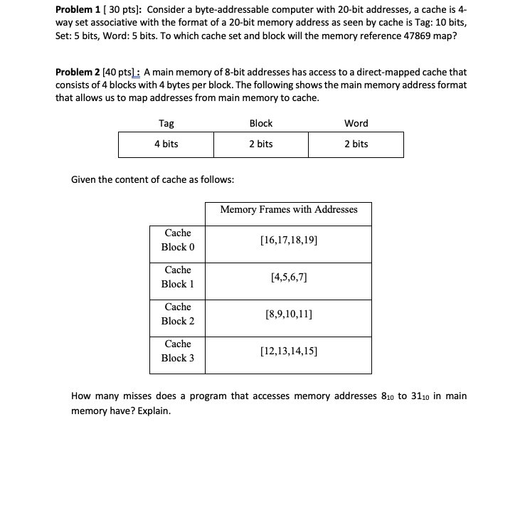 Solved Problem 3 (30 pts): You have a virtual memory system | Chegg.com
