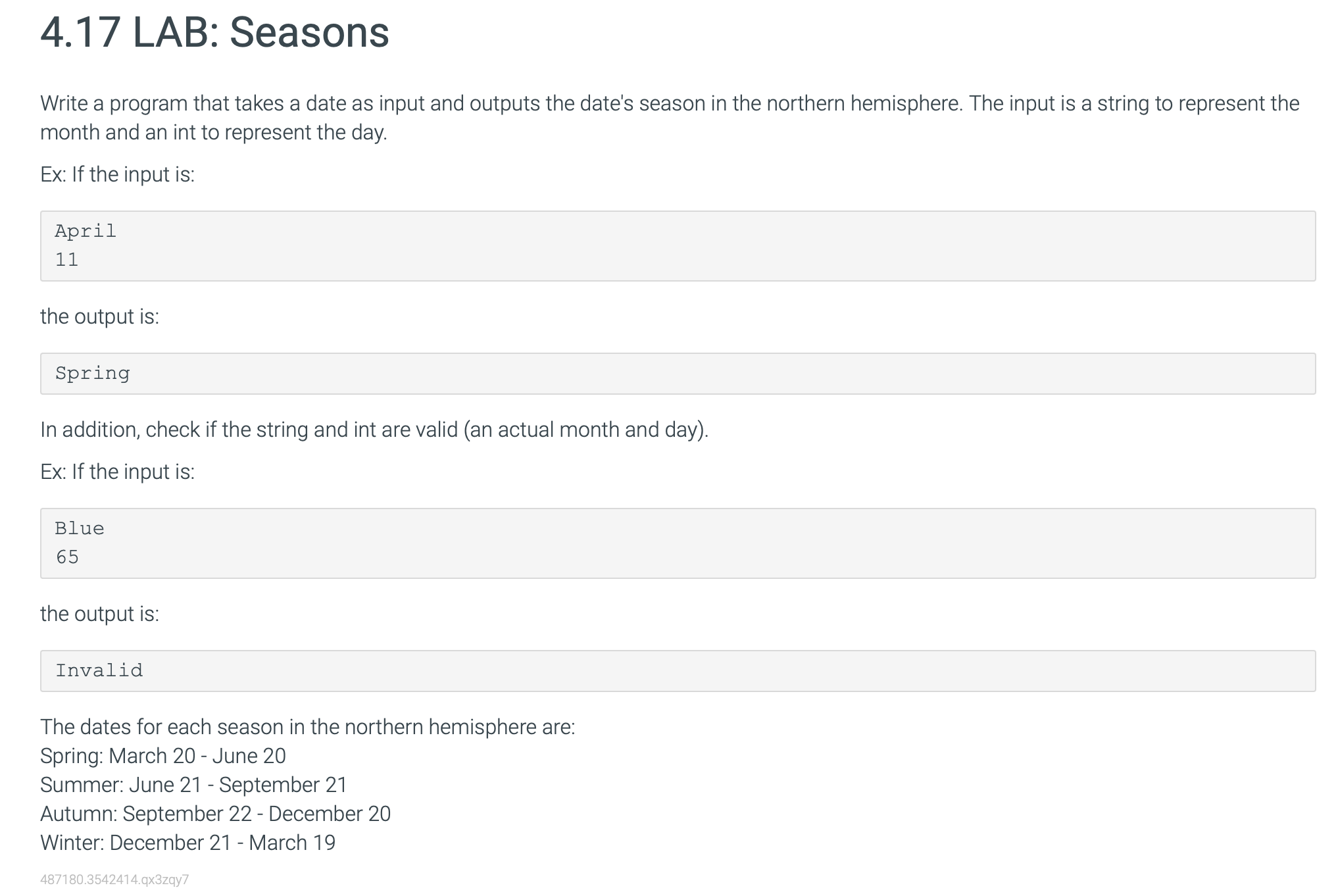 Solved 4.17 LAB: Seasons Write a program that takes a date | Chegg.com