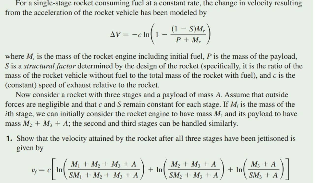 Solved For a single-stage rocket consuming fuel at a | Chegg.com
