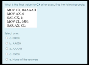 Solved What is the final value for CX after executing the | Chegg.com