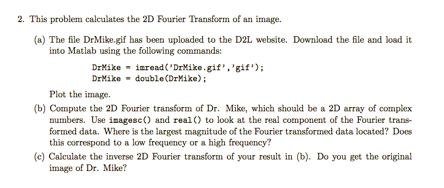 2. This problem calculates the 2D Fourier Transform | Chegg.com