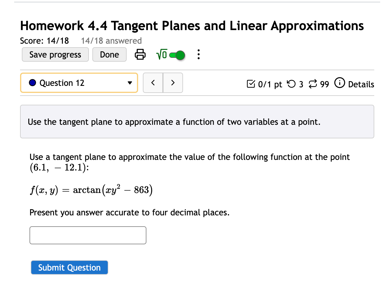 Solved Homework 4.4 Tangent Planes and Linear Approximations | Chegg.com
