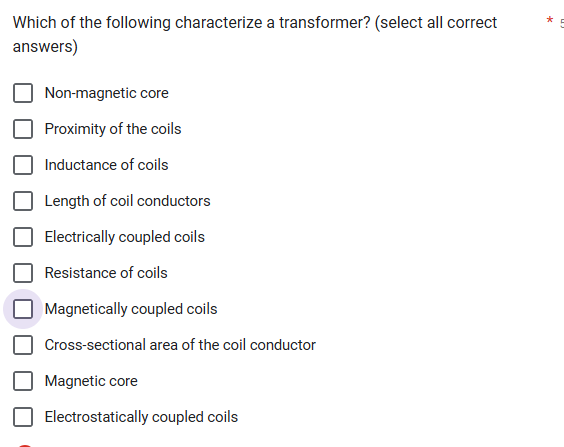 Solved Which of the following characterize a transformer? | Chegg.com