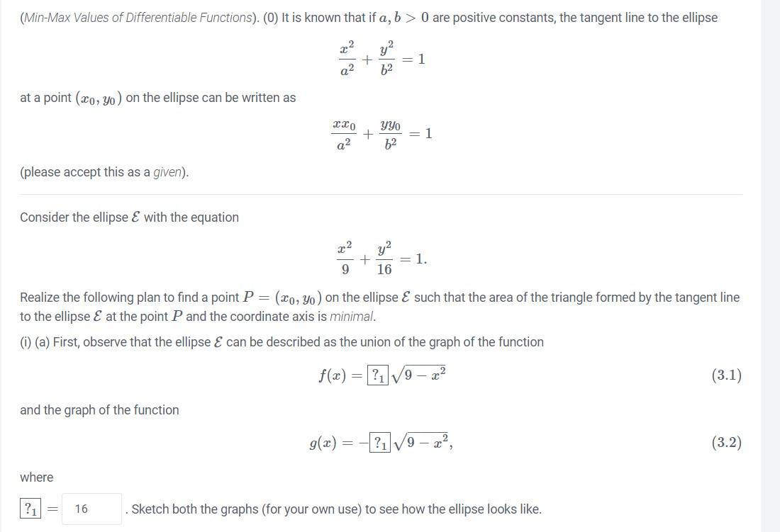 Solved (Min-Max Values of Differentiable Functions). (0) It | Chegg.com
