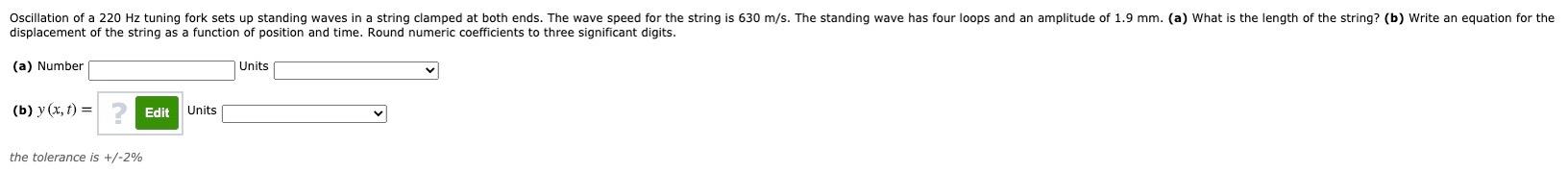Solved Oscillation of a 220 Hz tuning fork sets up standing | Chegg.com