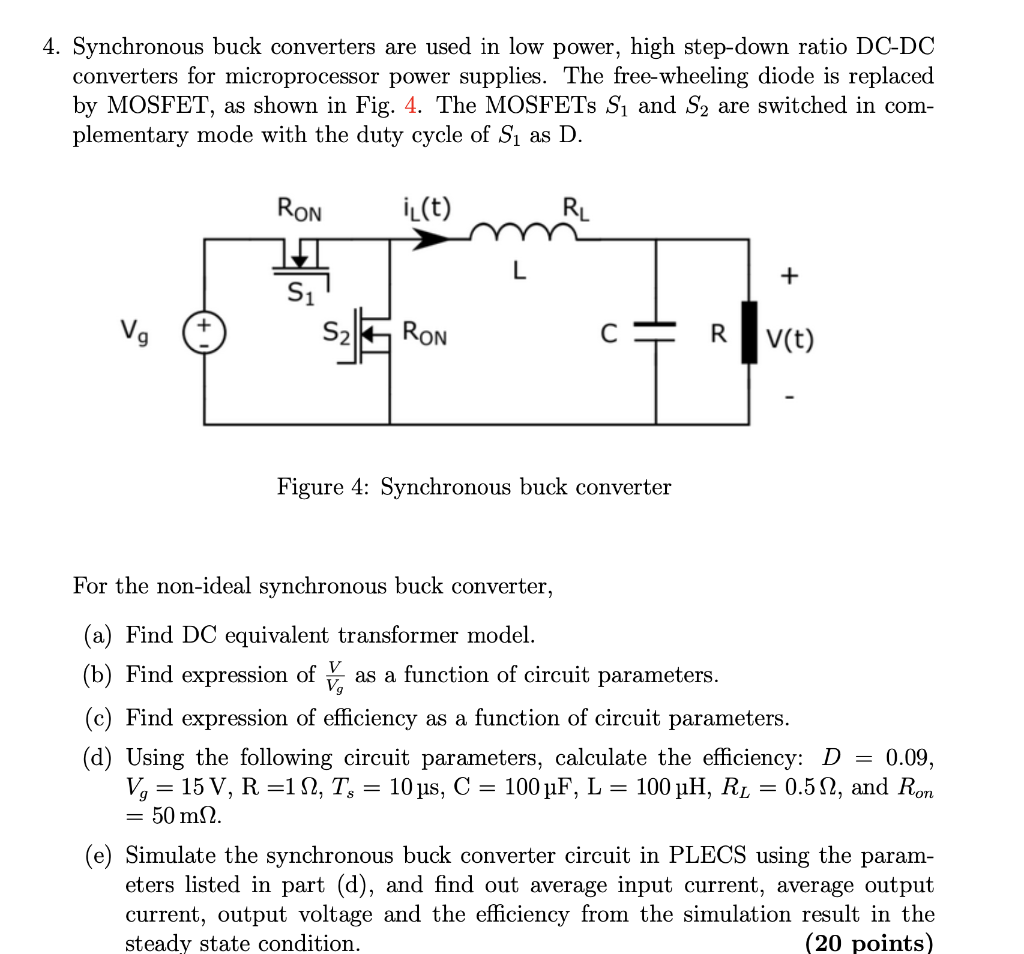 Solved 4. Synchronous buck converters are used in low power, | Chegg.com