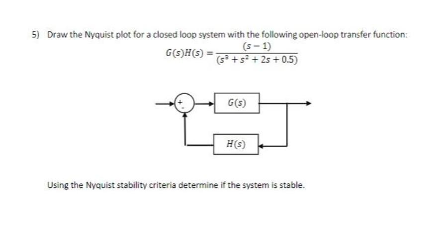 Solved 5 Draw The Nyquist Plot For A Closed Loop System 3817