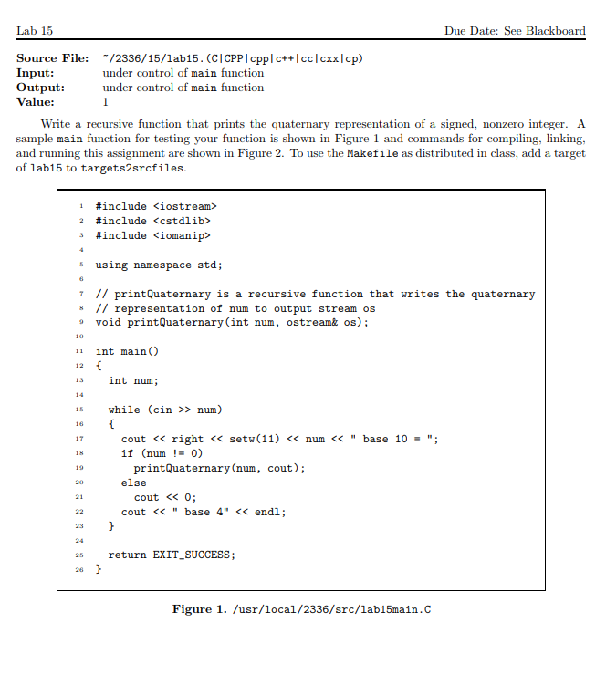 Solved Lab 15 Due Date: See Blackboard Source File: | Chegg.com