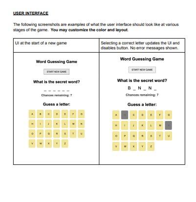 In this assessment, you are to create a word guessing | Chegg.com
