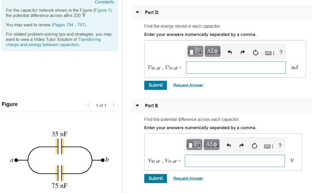 Solved Constants Part A For the capacitor network shown in | Chegg.com