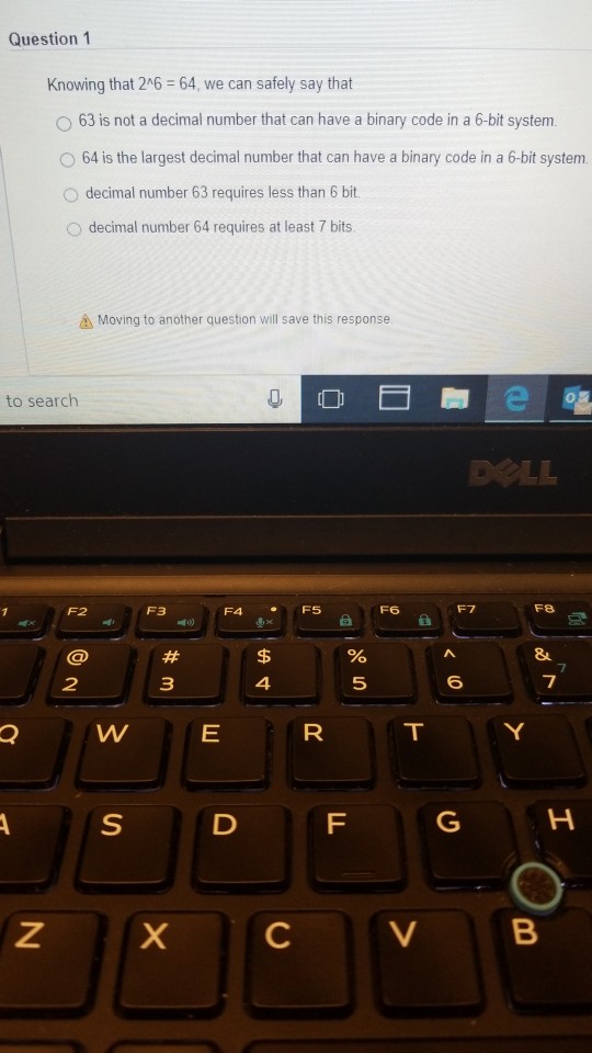 Solved Question 1 Knowing that 2A6 64, we can safely say | Chegg.com