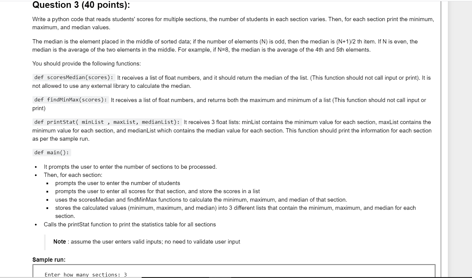 Solved Question 3 (40 points): Write a python code that | Chegg.com